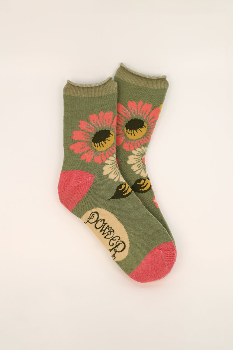 Powder Ladies Bamboo Cotton Knit Socks - Vintage Flora Sage – Simply ...