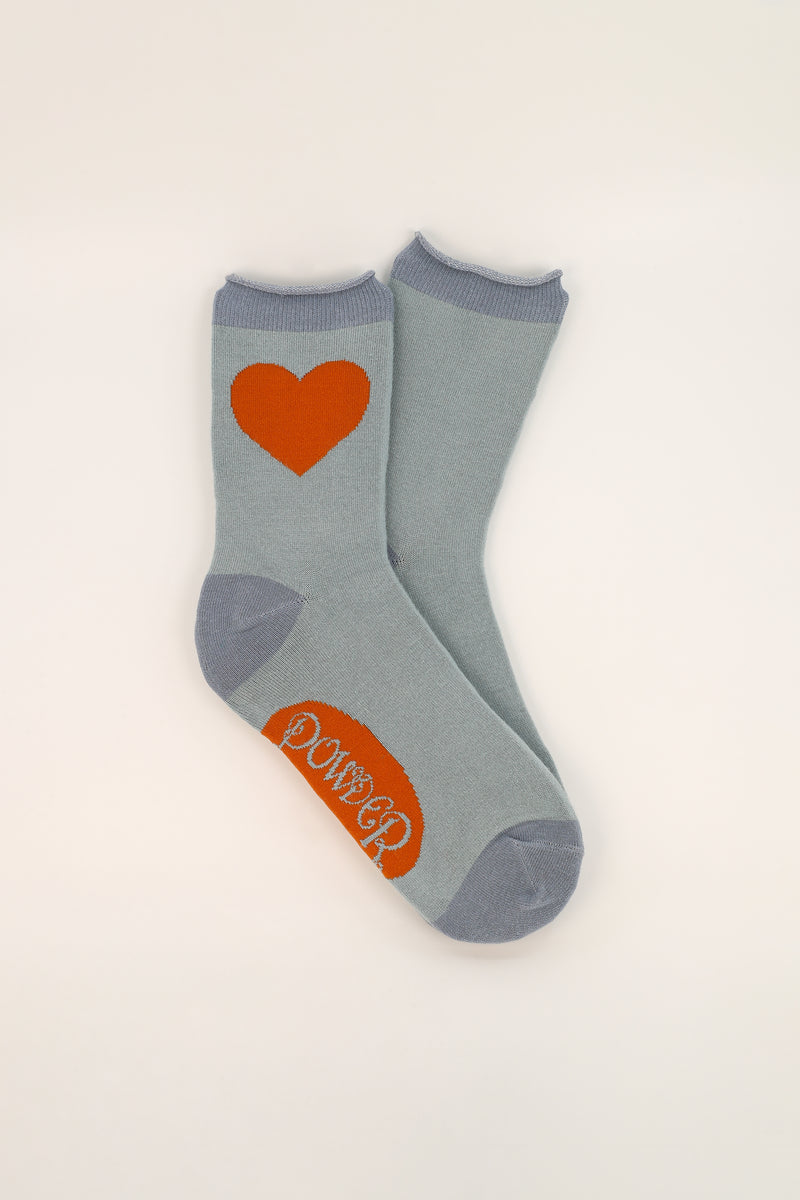 Powder Ladies Bamboo Cotton Knit Socks - You have My Heart - Ice ...