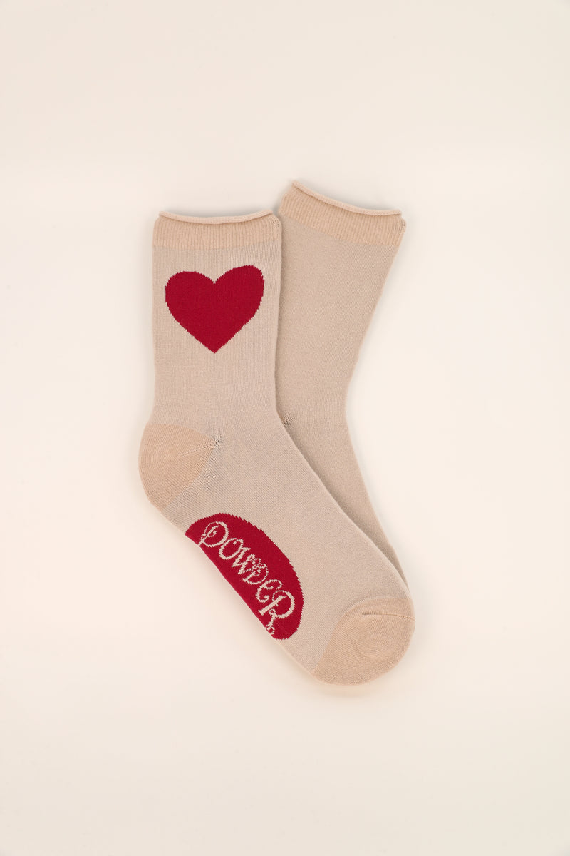 Powder Ladies Bamboo Cotton Knit Socks - You have My Heart - Vanilla ...