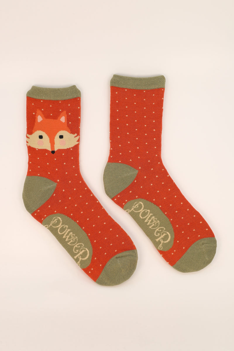 Powder Ladies Bamboo Cotton Knit Socks - Cheeky Fox - Tangerine ...