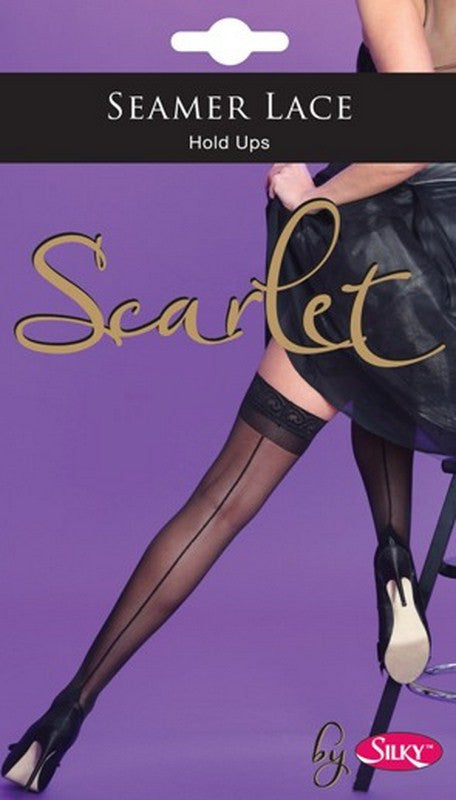 Scarlet Back Seam and Heel Hold Ups by Silky Simply Hosiery Online
