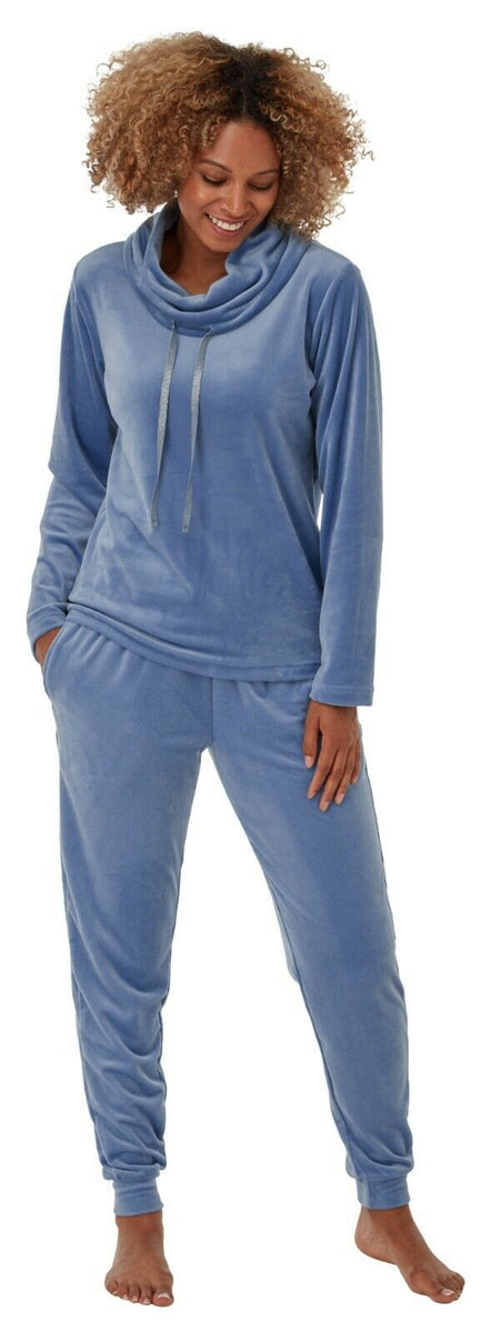 Indigo Sky Velour Pyjamas Set Lounge Set 2 Piece Track Suit Set with P ...
